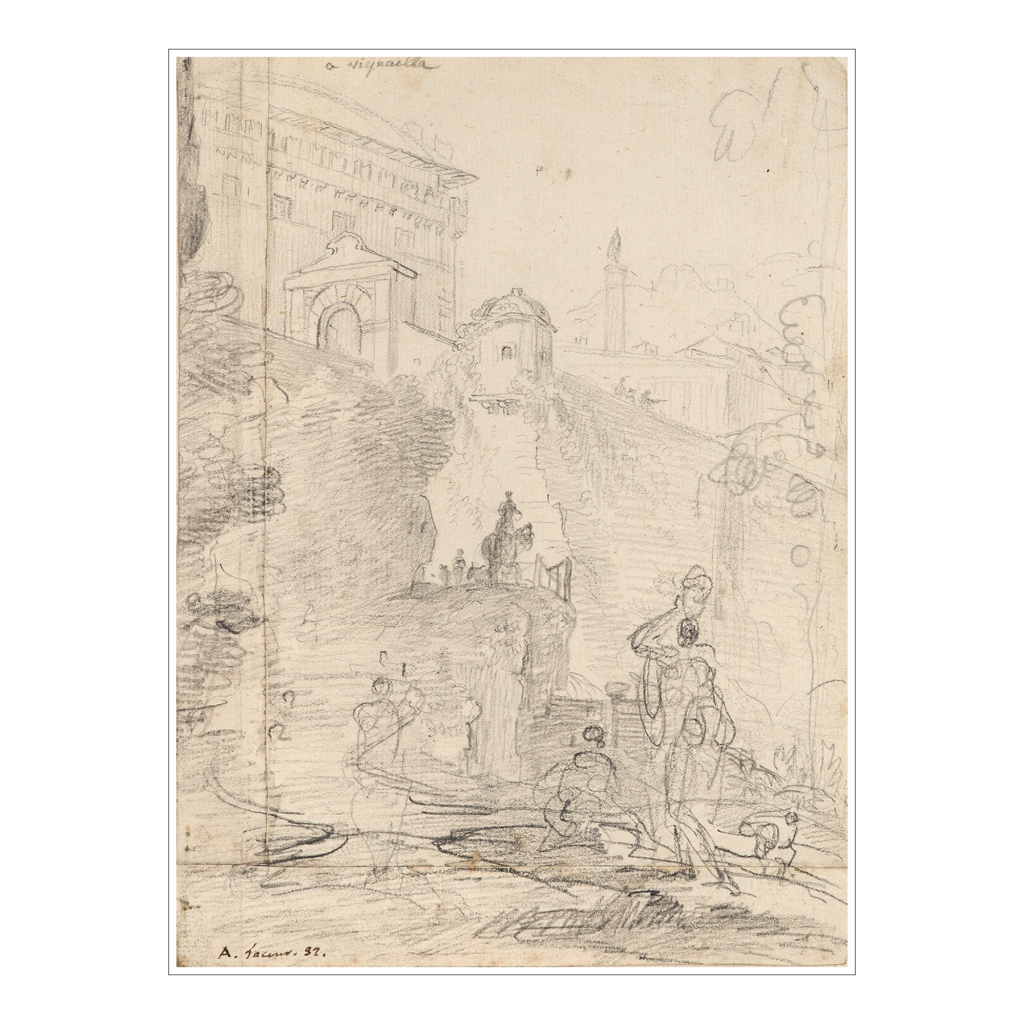 Figures near Castello Ruspoli in Vignanello by Pierre Lacour