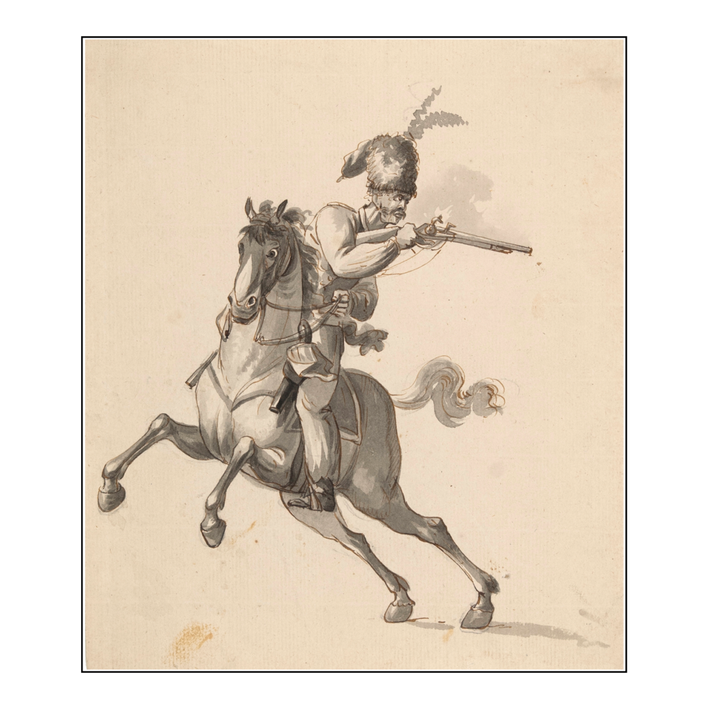 Pair of Cavaliers firing a rifle, French school late 18th - early 19th ...